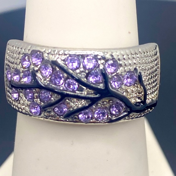 Jewelry | Purple Crystal Vines Silver Tone Ring Band | Poshmark